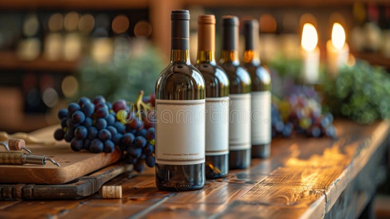 Multiple Rustic Wine Bottle Mockup Set with Blank Labels for ...