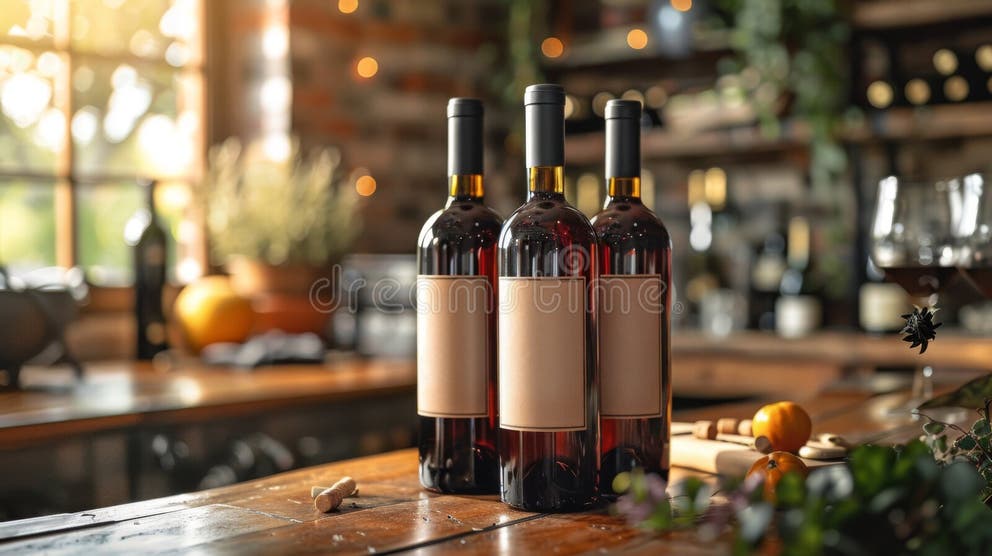 Multiple Rustic Wine Bottle Mockup Set with Blank Labels for ...