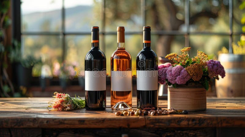 Multiple Rustic Wine Bottle Mockup Set with Blank Labels for ...