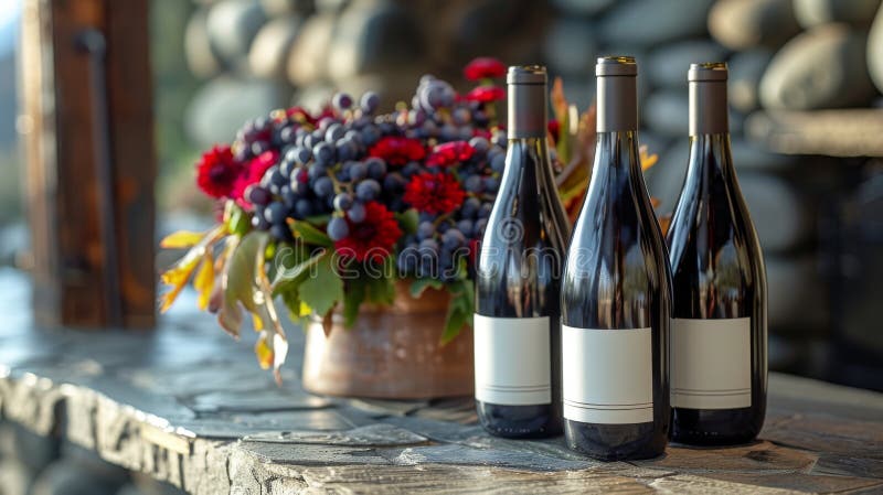 Multiple Rustic Wine Bottle Mockup Set with Blank Labels for ...