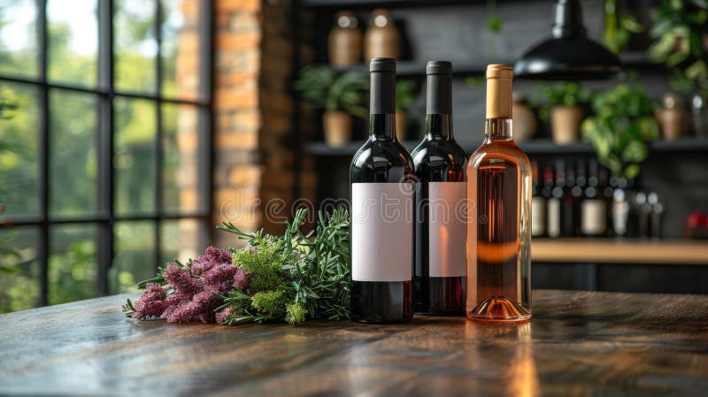 Multiple Rustic Wine Bottle Mockup Set with Blank Labels for ...