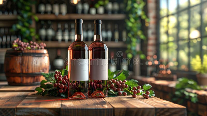 Multiple Rustic Wine Bottle Mockup Set with Blank Labels for ...