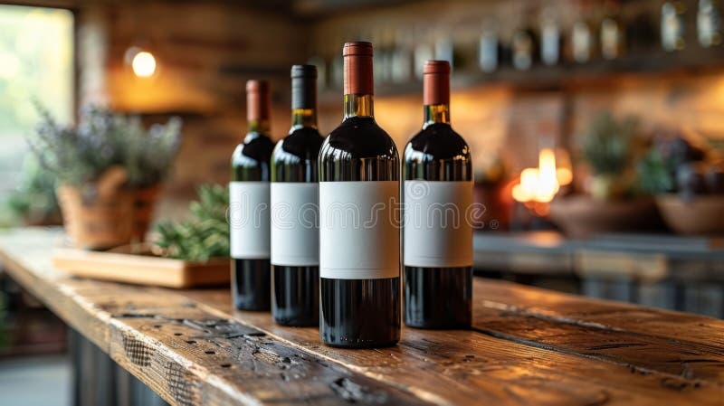 Multiple Rustic Wine Bottle Mockup Set with Blank Labels for ...