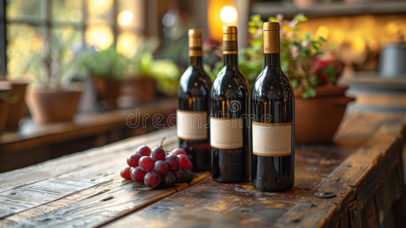 Multiple Rustic Wine Bottle Mockup Set with Blank Labels for ...