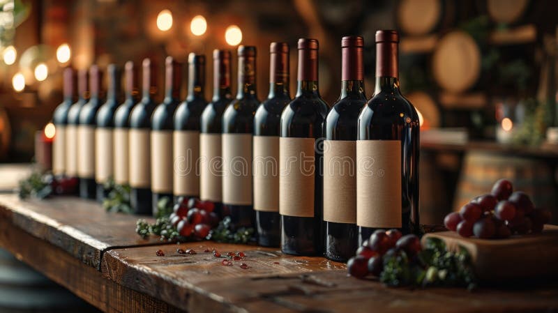Multiple Rustic Wine Bottle Mockup Set with Blank Labels for ...