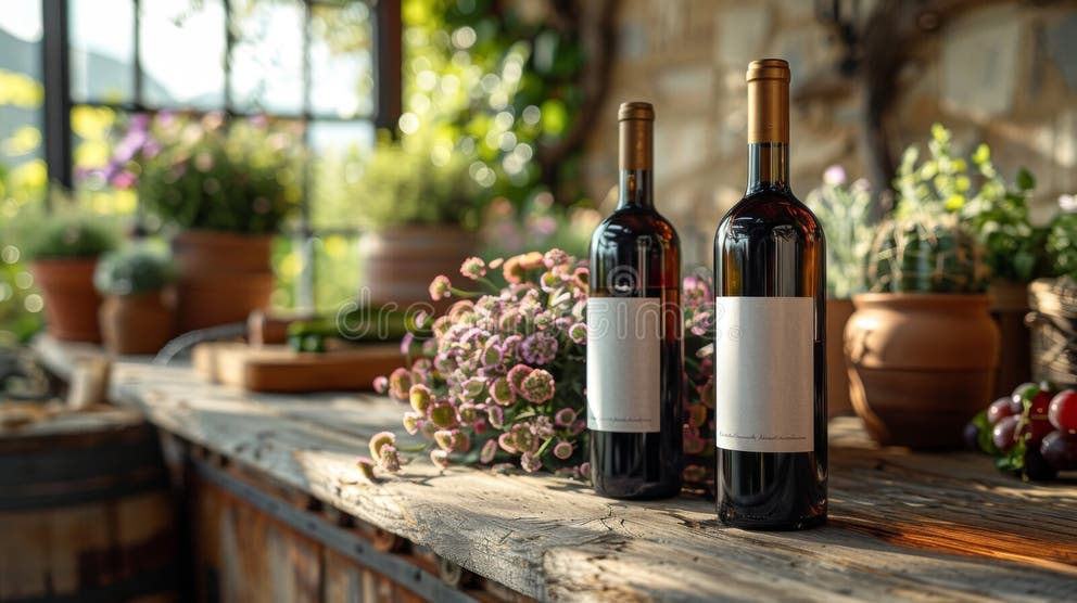Multiple Rustic Wine Bottle Mockup Set with Blank Labels for ...