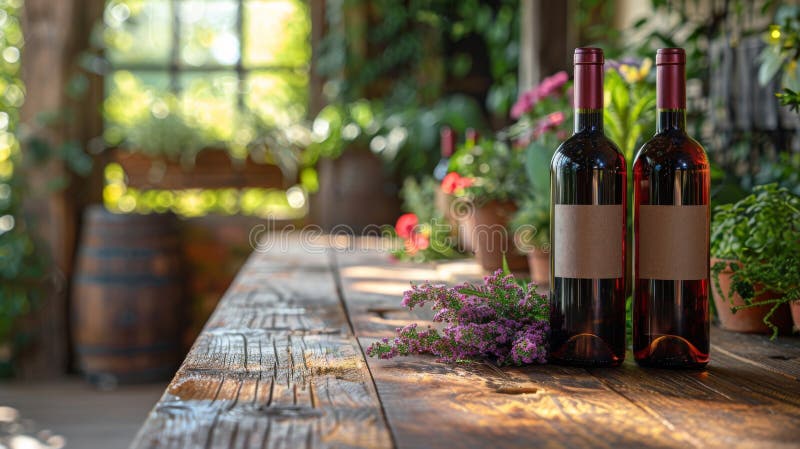Multiple Rustic Wine Bottle Mockup Set with Blank Labels for ...