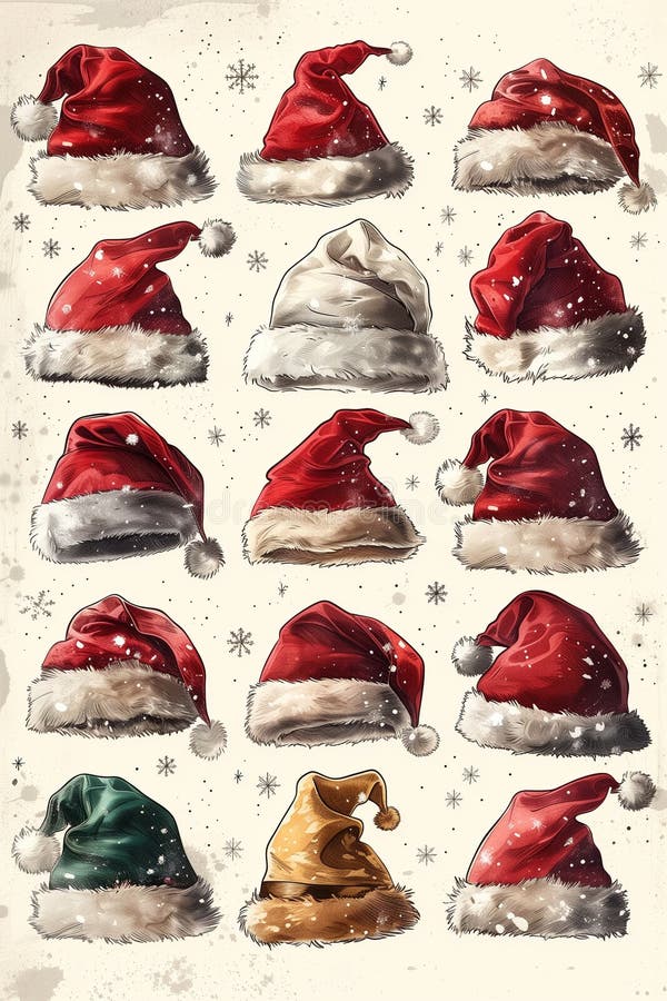 Multiple Santa Hats Piled on Top of Each Other Stock Image - Image of ...