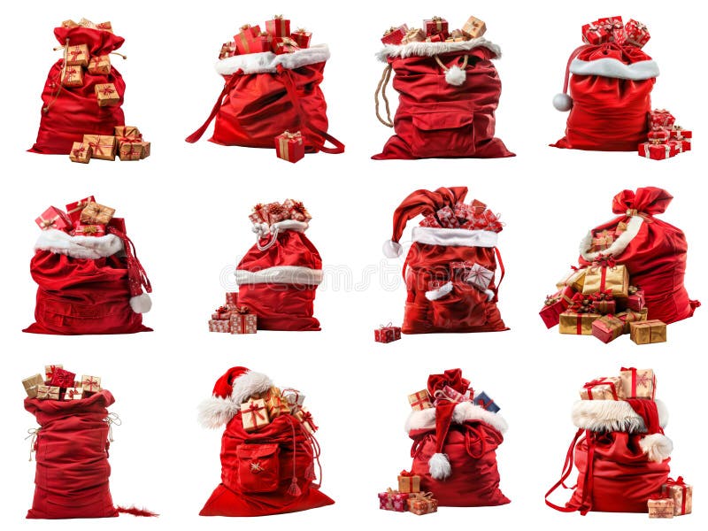 Multiple Santa Sacks Filled with Christmas Gifts Stock Illustration ...