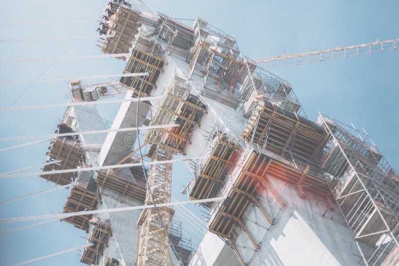 Multiple Scaffolding on a Rope Bridge Under Construction Stock Photo ...