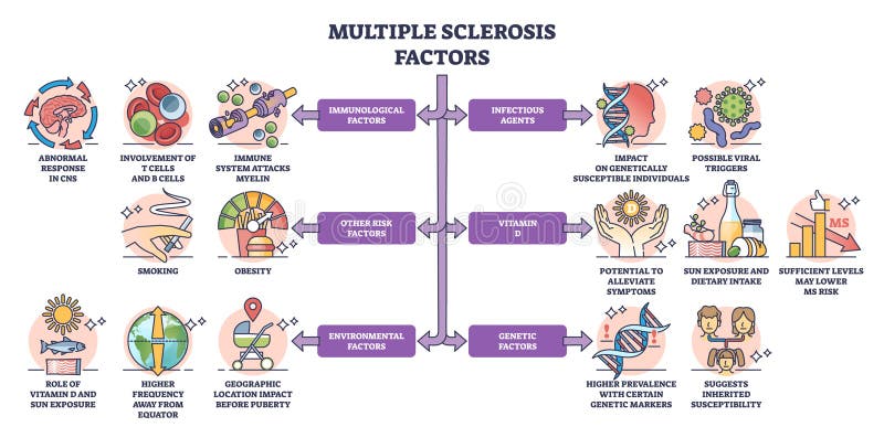 Multiple Sclerosis Factors As MS Disease Risks and Causes Outline ...