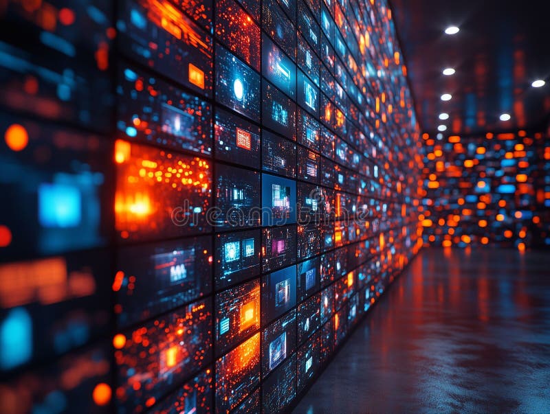 Multiple Screens Digital Communication Era Stock Illustration ...