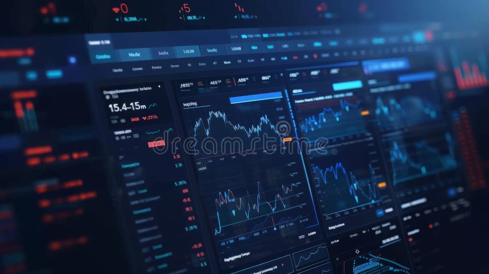 Multiple Screens Displayed on Computer Monitor Stock Image - Image of ...