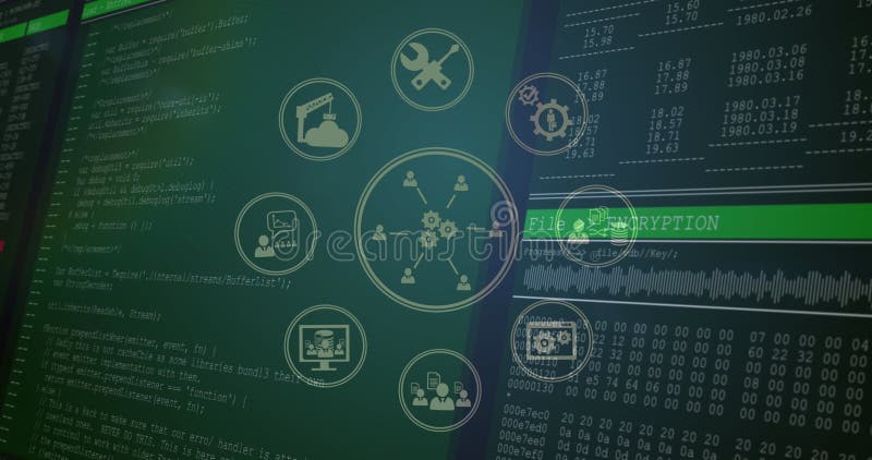 Multiple Screens Displaying Various Cybersecurity Data and Encryption ...