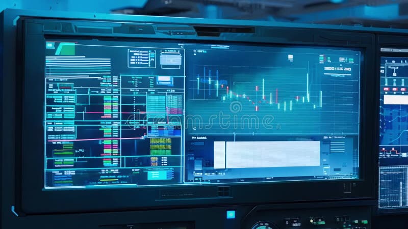 Industrial Control Room Displaying Real Time Manufacturing Data Stock ...