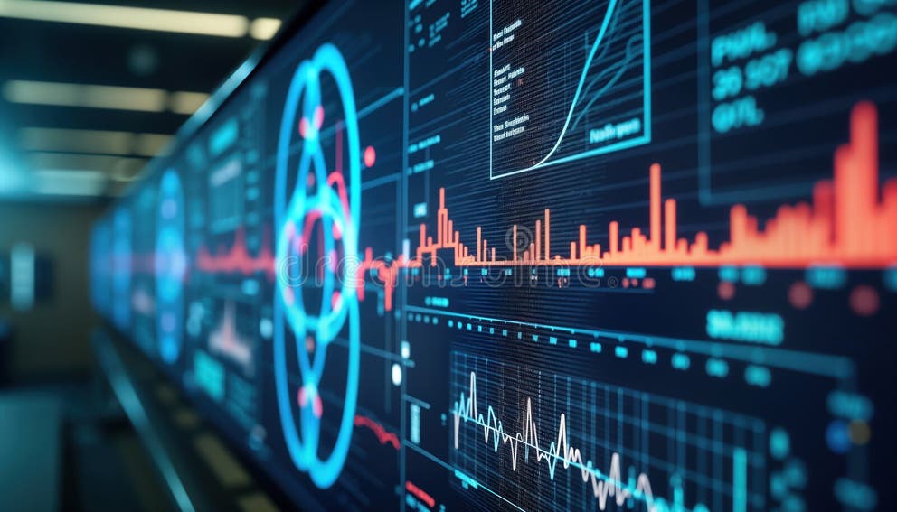 Multiple Screens In Lab Display Complex Data Visualizations Digital