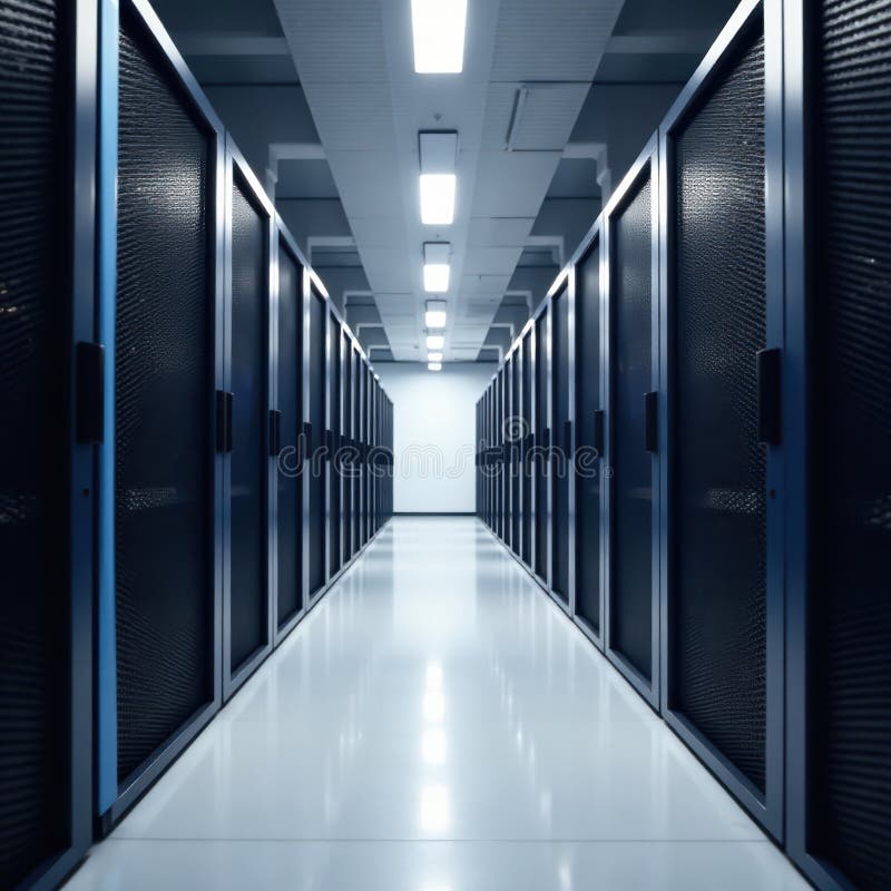 Multiple Server Racks in a Clean Bright Setting Computing Racks Stock ...