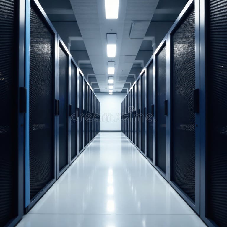 Multiple Server Racks in a Clean Bright Setting Computing Racks Stock ...