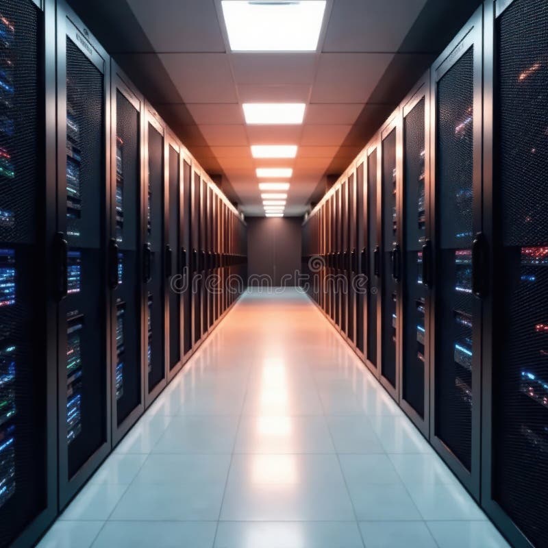 Multiple Server Racks in a Clean, Bright Setting , System, Technology ...