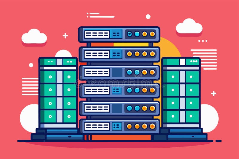 Multiple Servers Stacked on Top of Each Other in a Server Room, Server ...