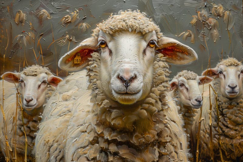 Multiple Sheep Standing Closely Together in a Field Stock Image - Image ...