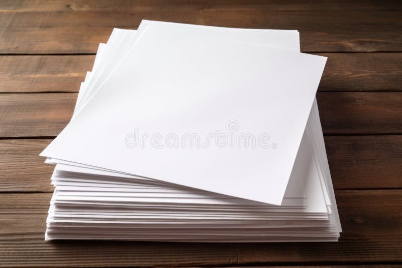 Multiple Sheets of Blank White Paper on a Table Stock Photo - Image of ...