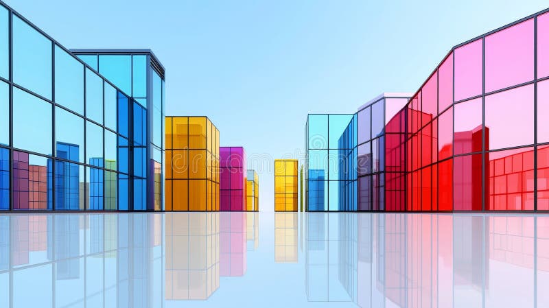 Multiple Shots of Modern Abstract Glass Architectural Designs. Stock ...