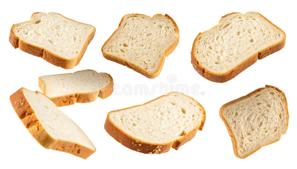 Multiple Slices of Bread Falling Down with Transparent Background Stock ...