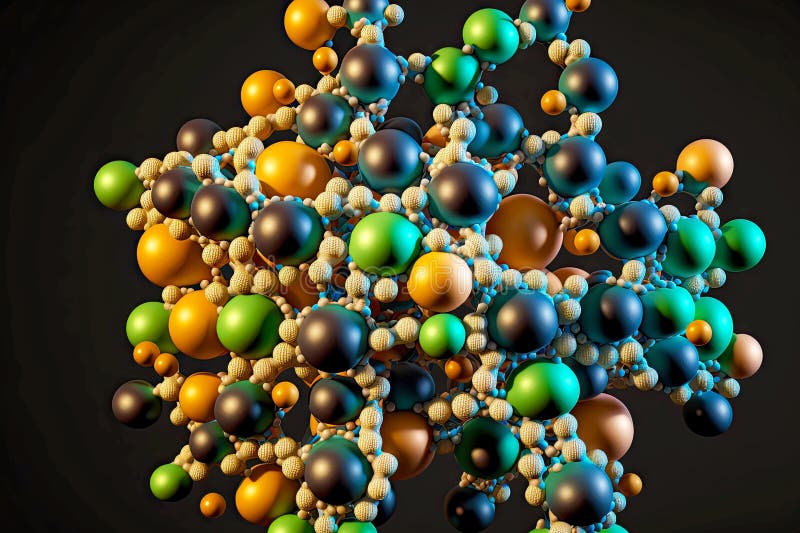 Multiple Small Spheres Connected into Single Model Molecule Closeup ...