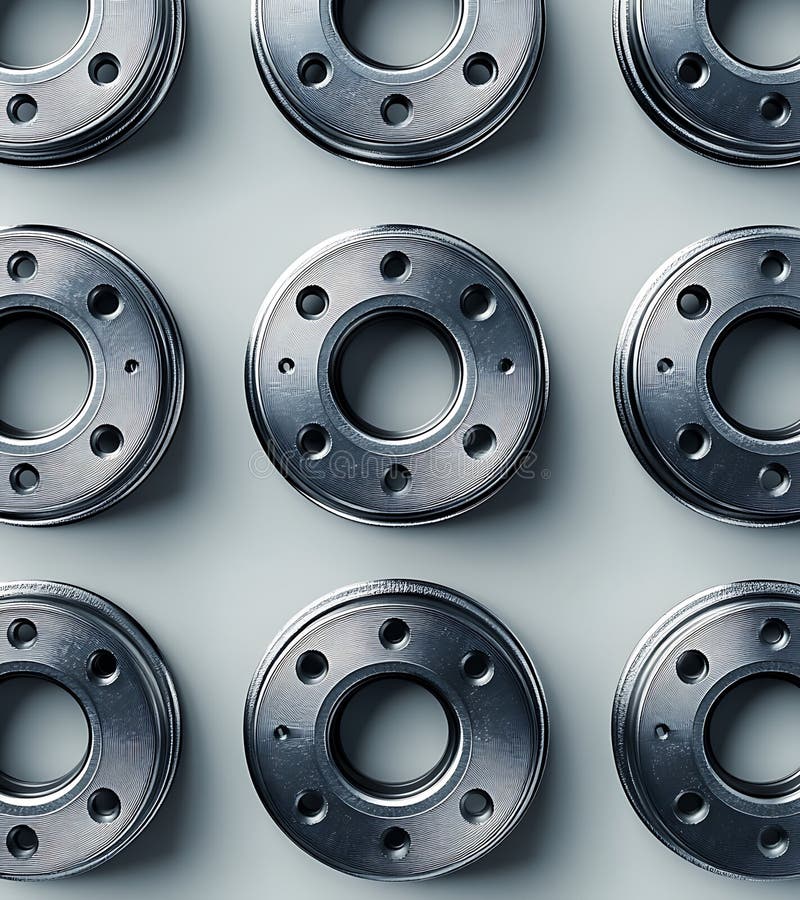 Multiple Small Steel Flanges Arranged Grid Pattern, Showcasing Their ...