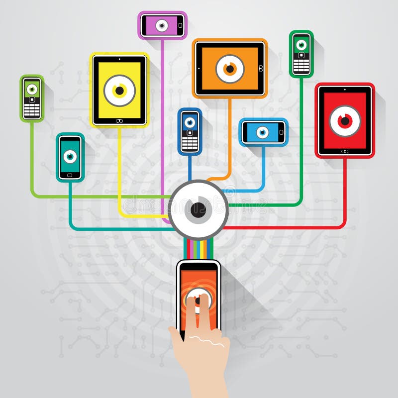 Multiple Communication Device Surveillance Stock Vector - Illustration ...