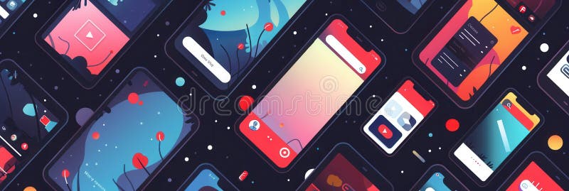 Multiple Smartphone Displays Showcase Engaging Stories and Short Videos ...