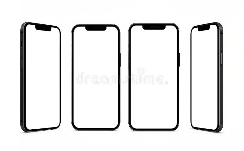 Multiple Smartphone Mockups from Different Angles with Blank Screens ...