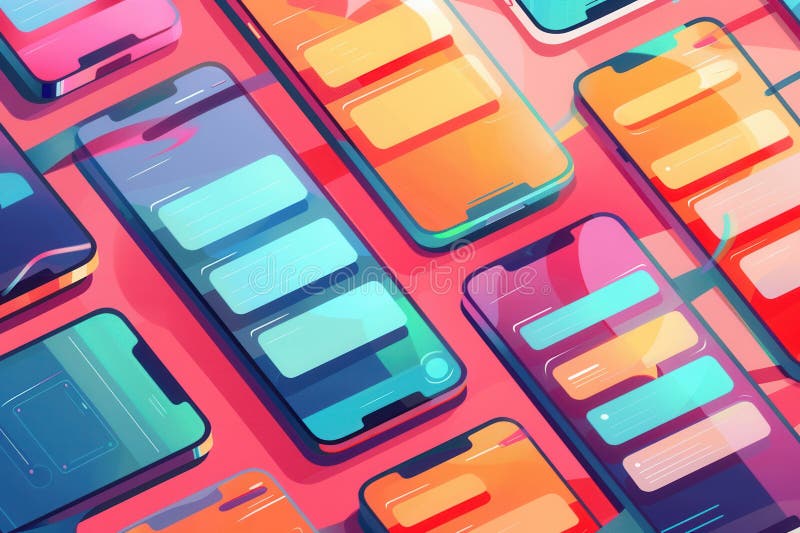 Multiple Smartphone Screens Showcase Colorful Stories and Engaging ...