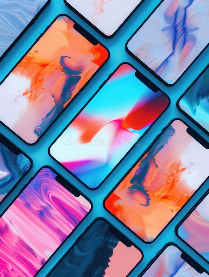 Multiple Smartphones Showcase Captivating Abstract Visuals and Brief ...