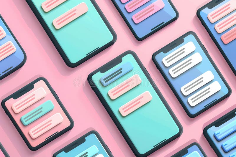 Multiple Smartphones Showcase Colorful Stories and Short Clips on a ...