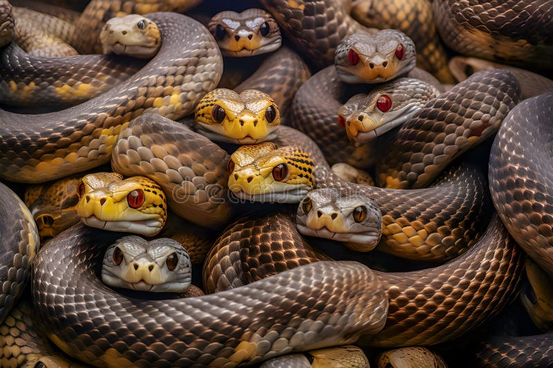 Multiple Snake Face only Packed Together and Straight Look the Same Way ...