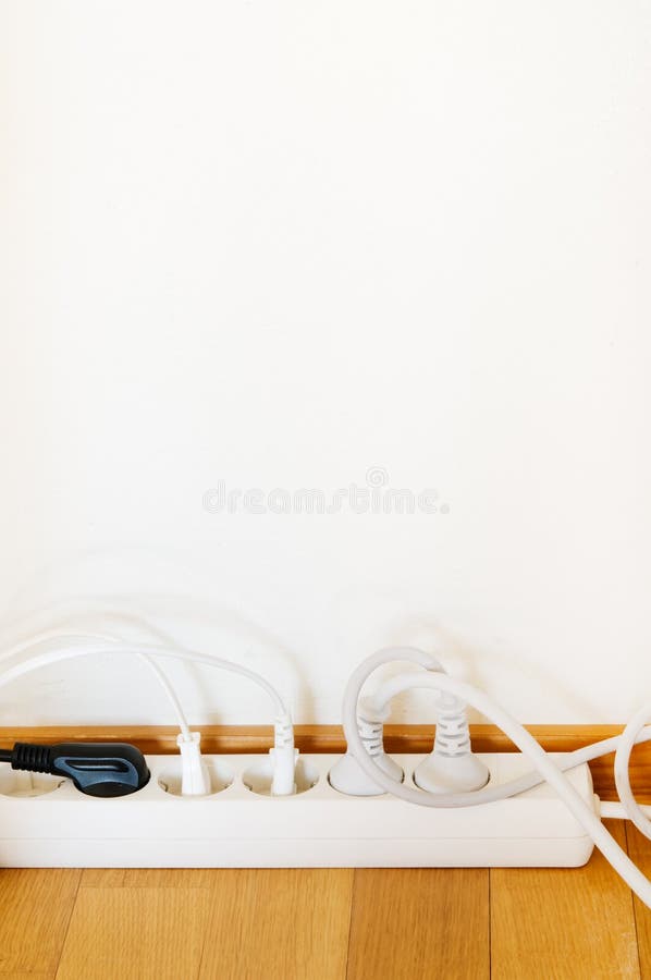 Multiple Socket and Plugs beside Wall Stock Image - Image of office ...