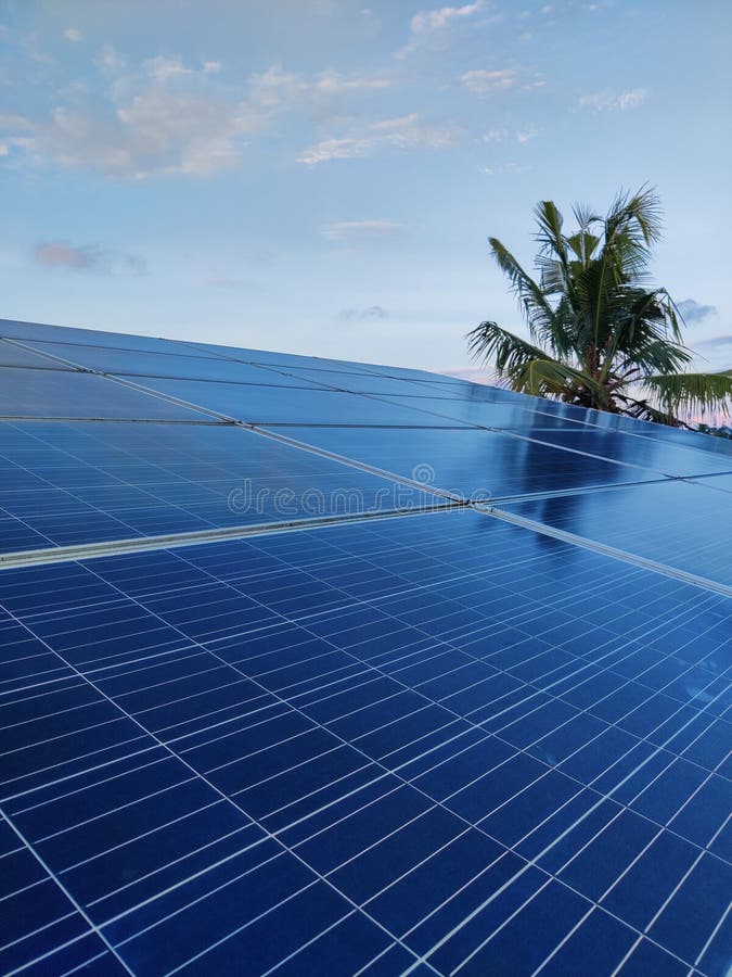 Multiple Solar panels roof stock photo. Image of roof - 205375190