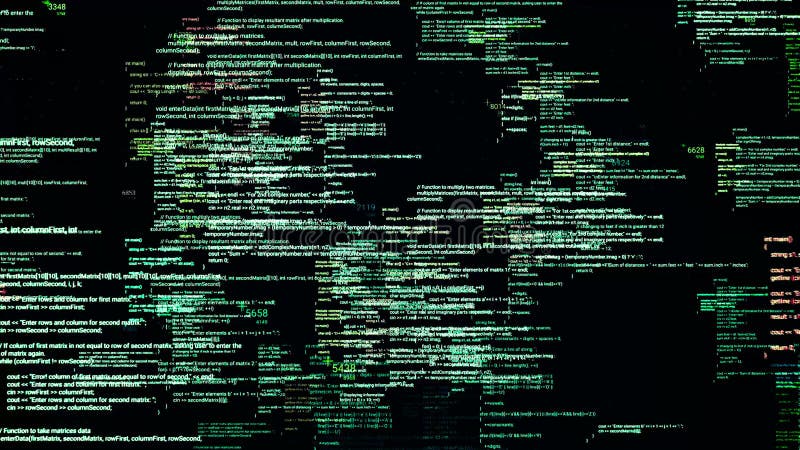 Multiple Source Codes in Matrix Cyberspace. Animation Stock Footage - Video of display ...