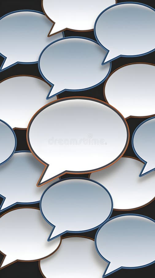 Multiple Speech Bubbles in Blue and White, Central Bubble Inviting ...