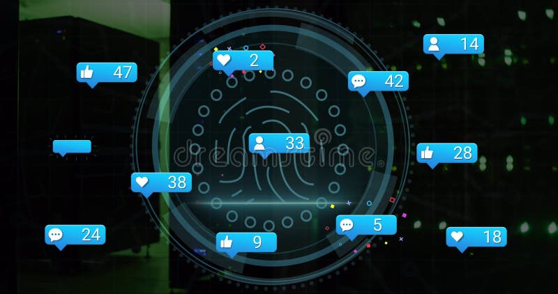 Multiple Speech Bubbles and Cyber Security Text Over Round Scanner ...