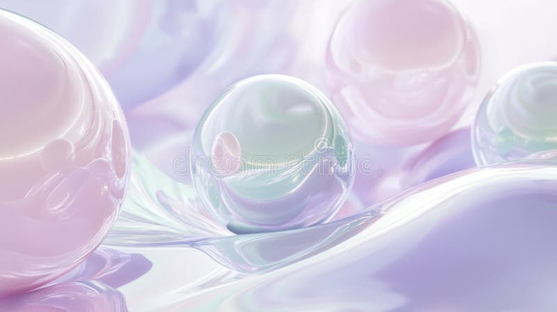 Multiple Spheres are Resting on a Wavy Surface, Reflecting Iridescent ...