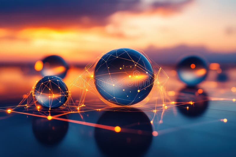 Multiple Spheres Symbolize Diverse Virtual Worlds Interconnected by ...