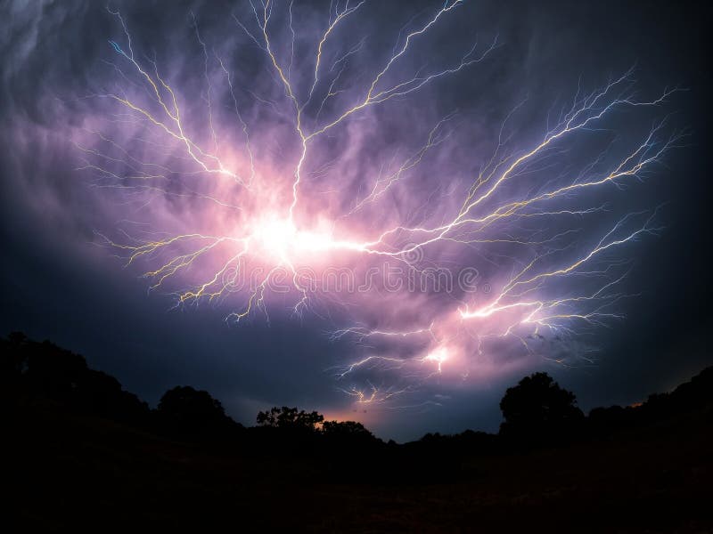 Multiple Spider Lightnings Reaching Across the Sky in a Thunderstorm at ...