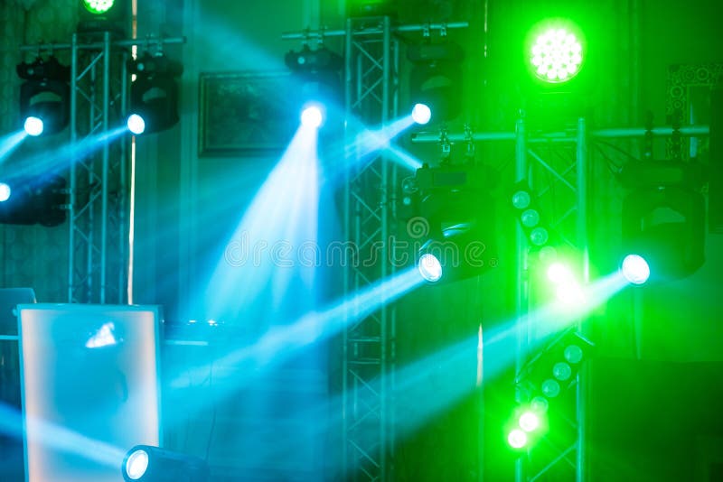 Multiple Spotlights on a Theatre Stage Lighting Rig Stock Image - Image ...