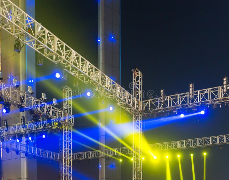 Multiple Spotlights on a Theatre Stage Lighting Rig Stock Photo - Image ...