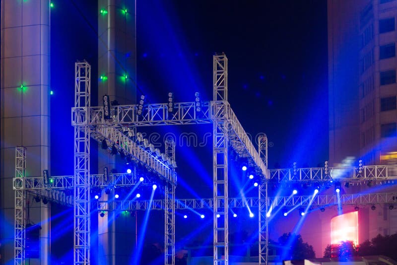 Multiple Spotlights on a Theatre Stage Lighting Rig Stock Image - Image ...