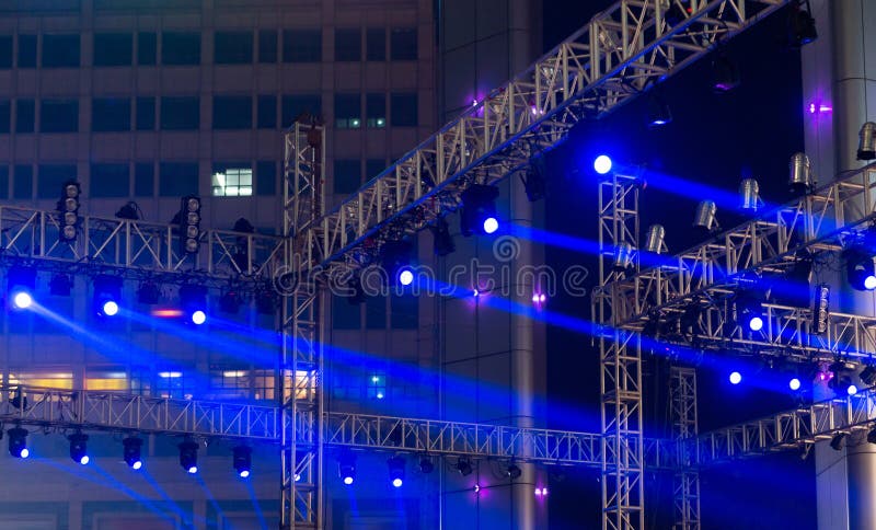 Multiple Spotlights on a Theatre Stage Lighting Rig Stock Image - Image ...