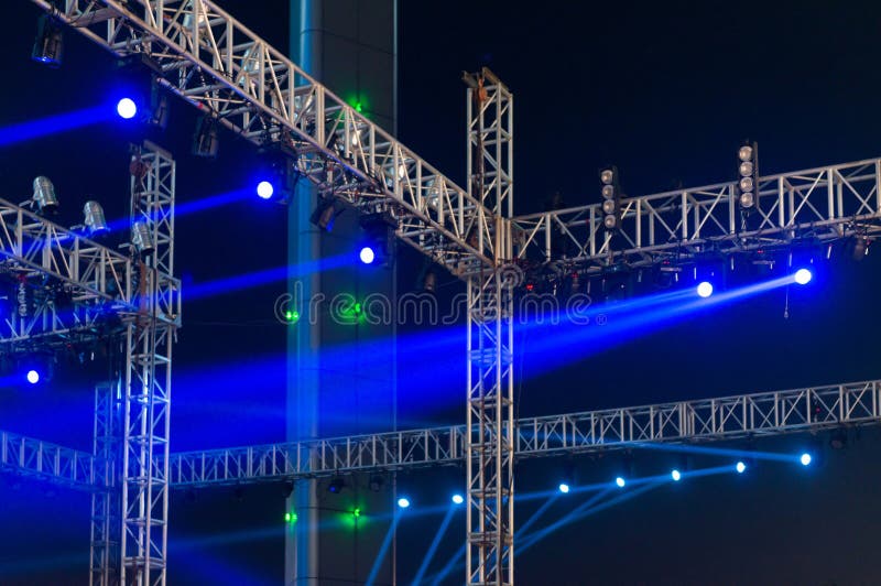Multiple Spotlights on a Theatre Stage Lighting Rig Stock Photo - Image ...